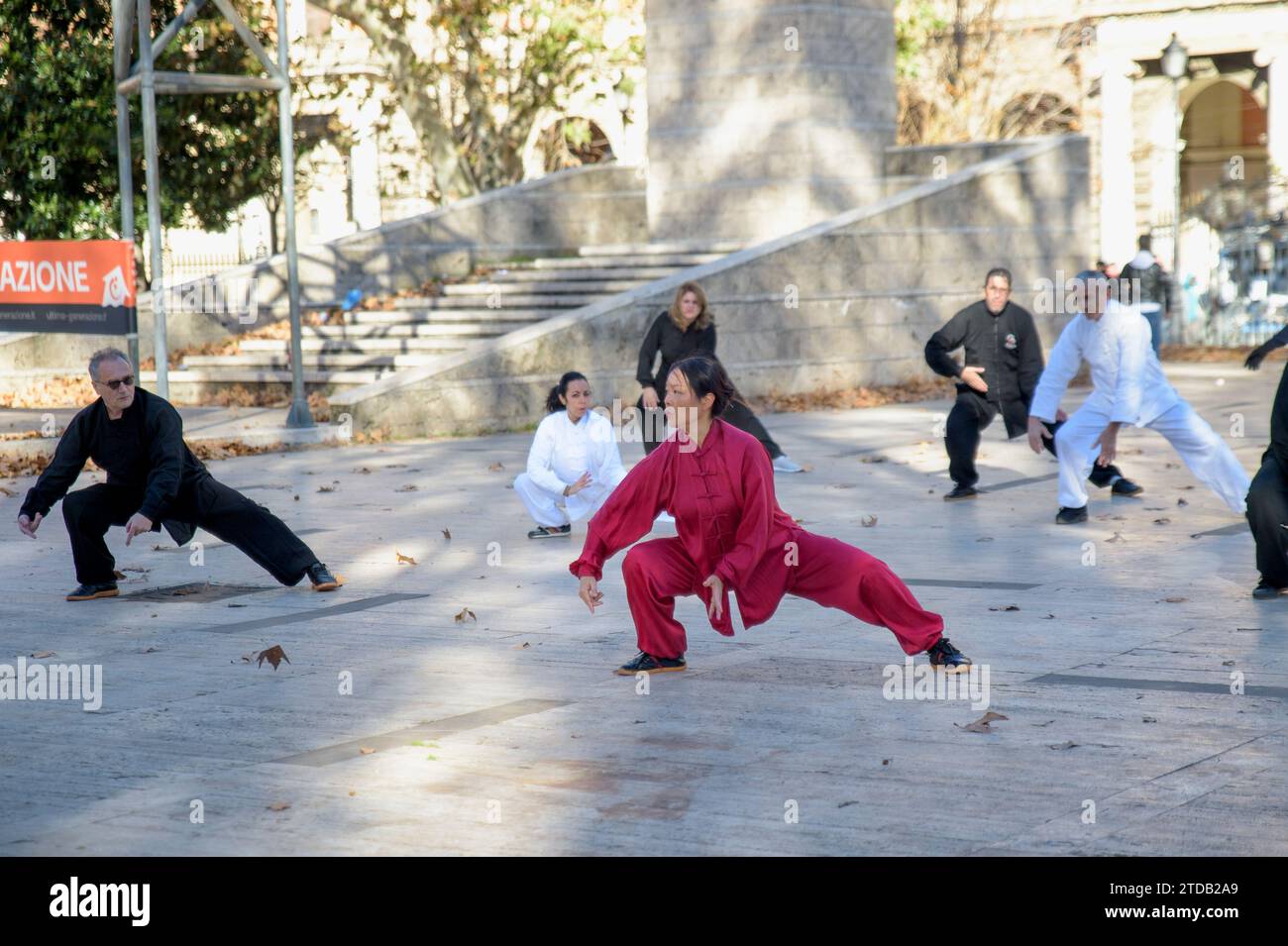December 16, 2023, Rome, Italy: People practice Tai Chi in Rome. A ...