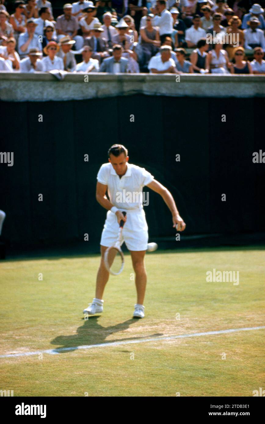 FOREST HILLS, NY - SEPTEMBER 3: Ken Rosewall of Australia hits a return ...