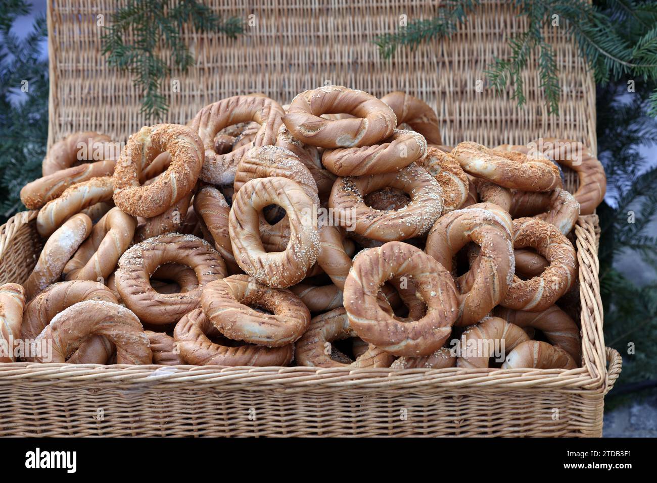 Traditional Cracovian prezels with salt, poppy and sesame seeds Stock ...