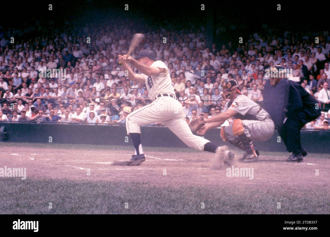 DETROIT, MI - JUNE 28: Harvey Kuenn #7 of the Detroit Tigers swings at ...