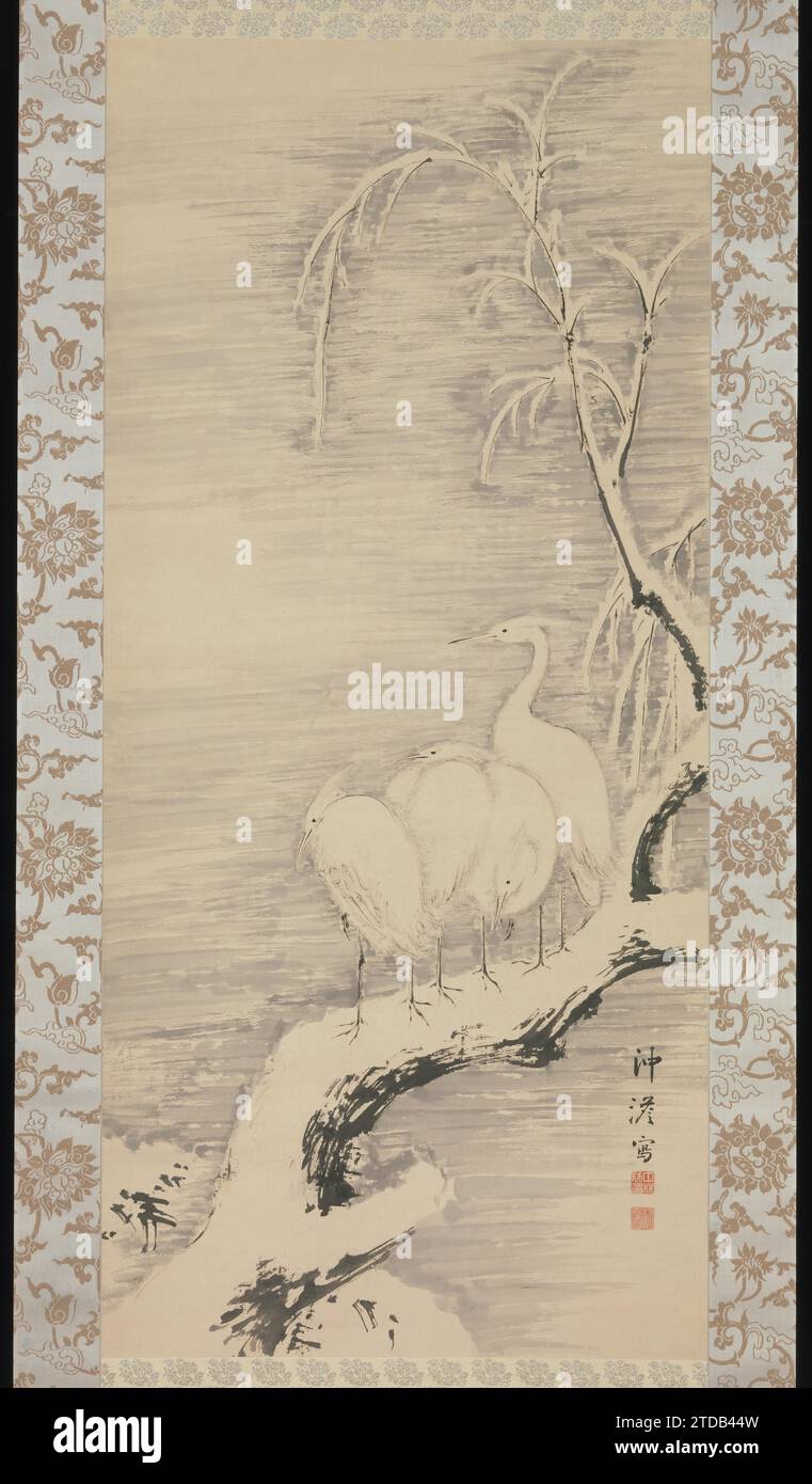 Herons in the Snow 1975 by Nakabayashi Chikuto Stock Photo - Alamy