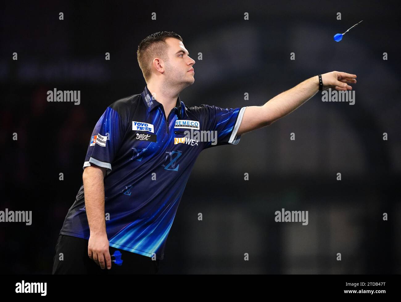 Niels Zonneveld in action against Darren Webster (not pictured) on day ...