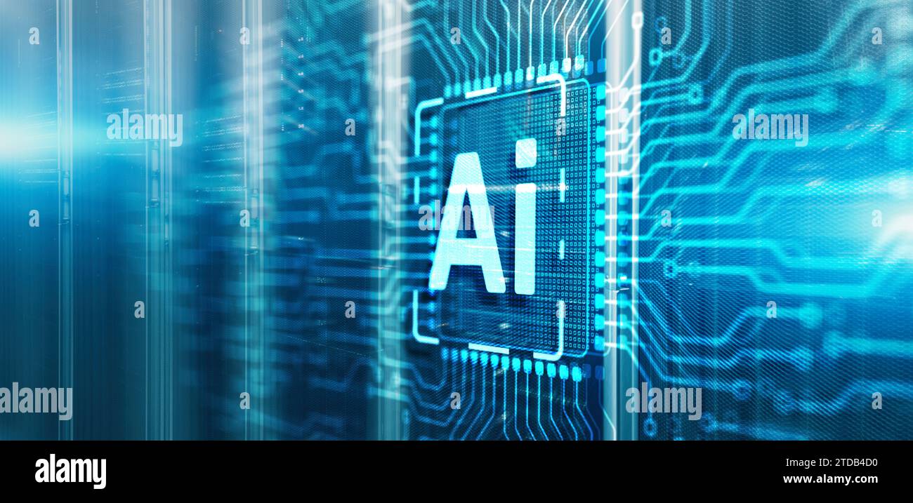 Artificial intelligence chip. Ai chipset on 3D circuit board Stock ...