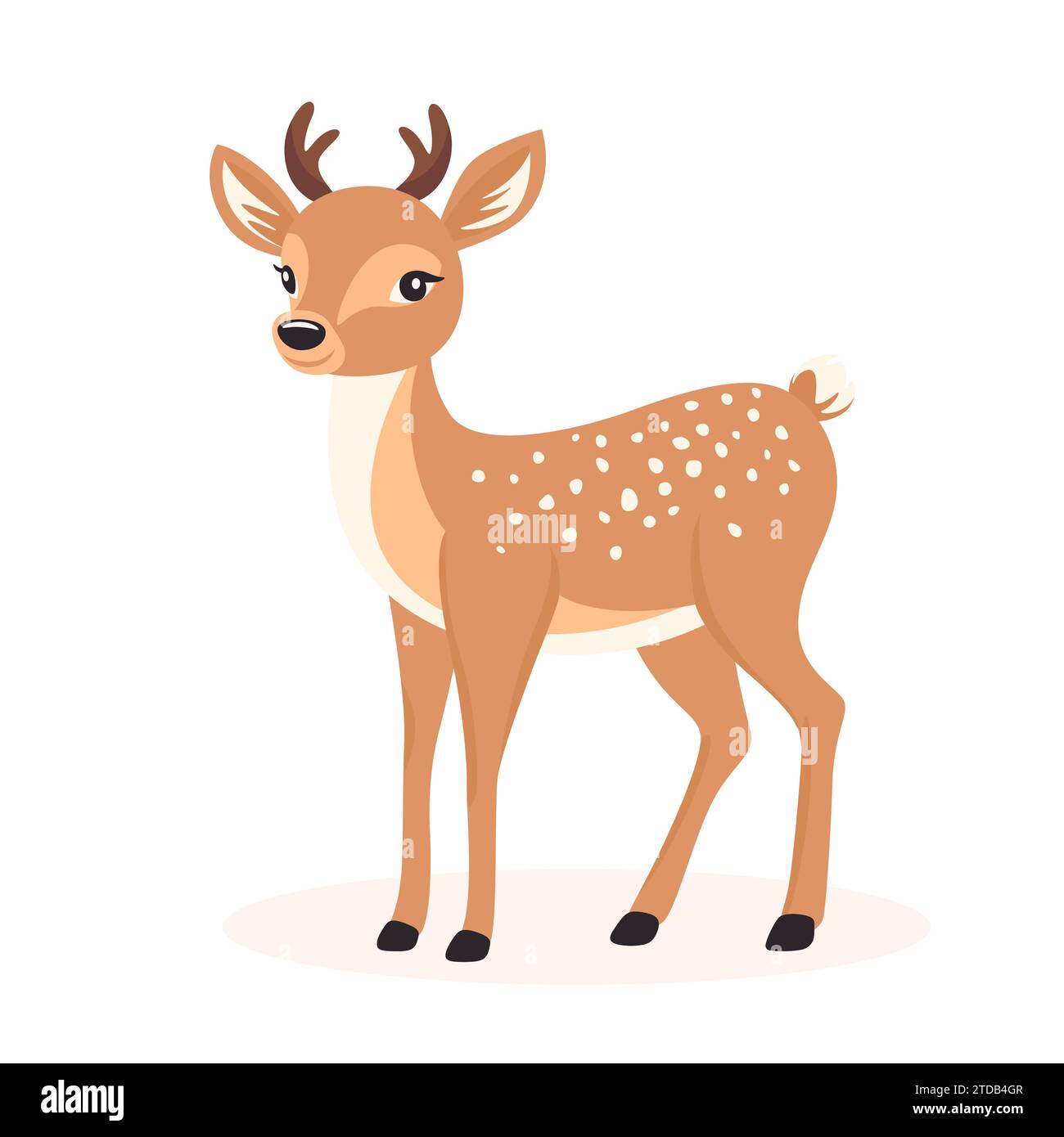 Flat Vector Cute Deer. Little Deer Icon. Adorable Walking Deer or ...
