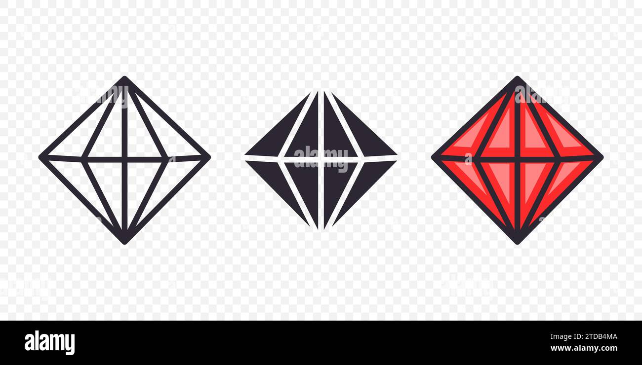 Vector Flat Simple Minimalistic Gemstone Icons Set. Diamond, Crystal ...