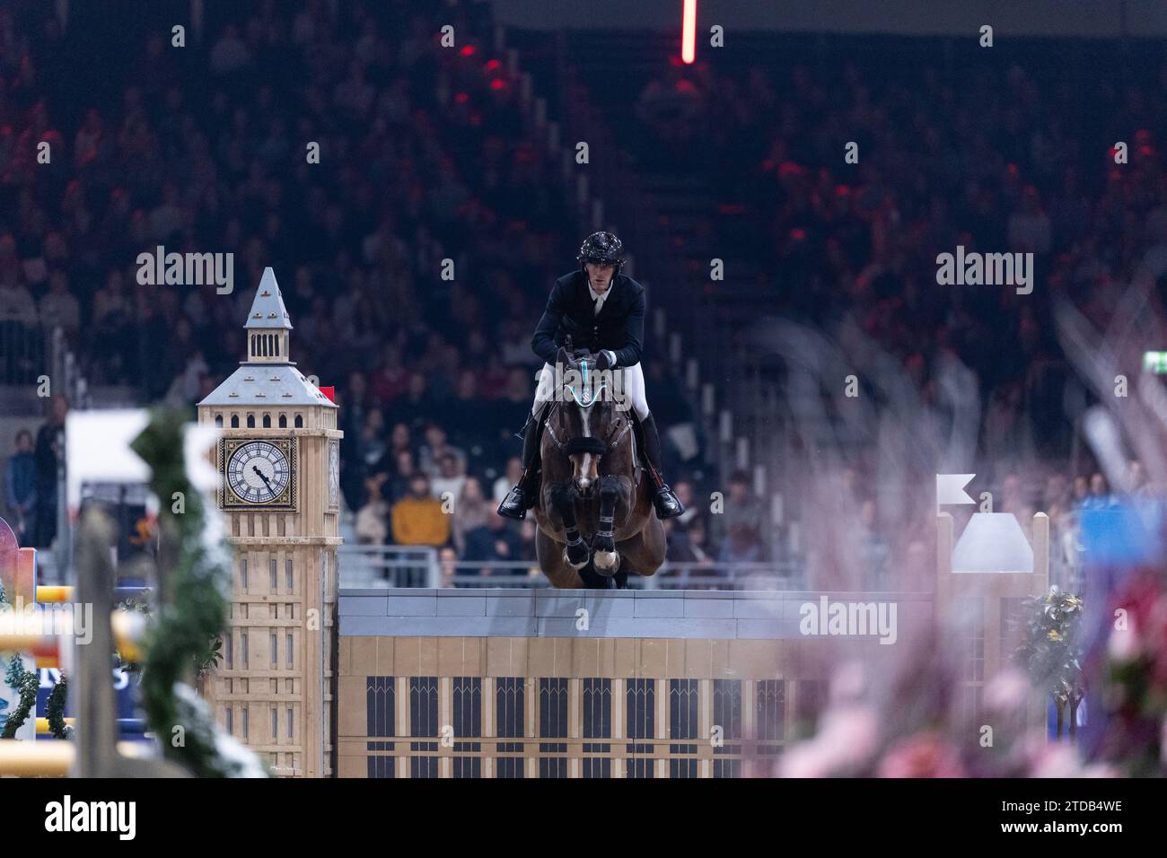 London, UK. December 17, 2023. Kevin Staut of France with Visconti du ...