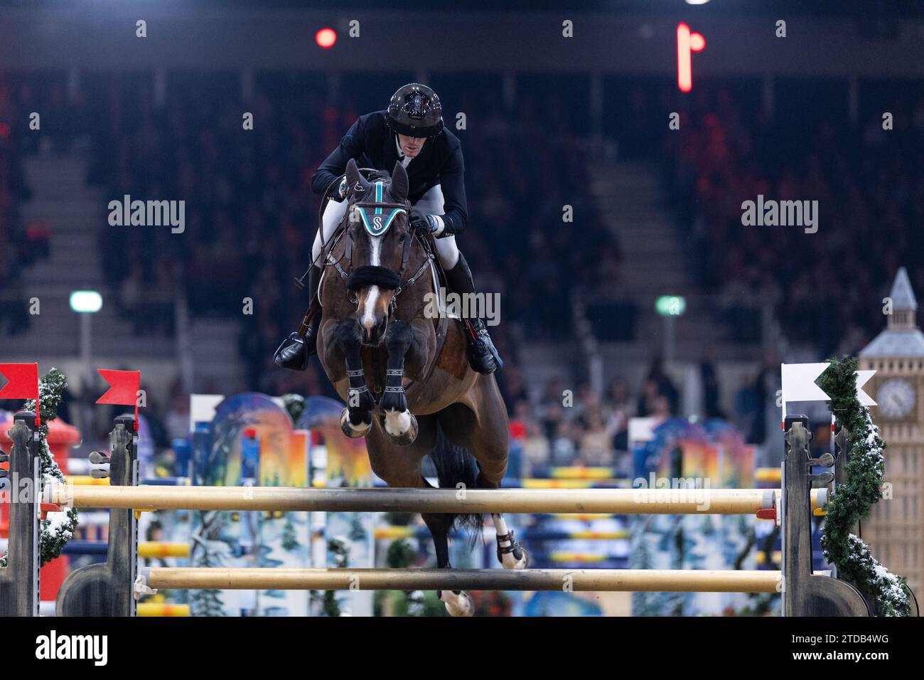 London, UK. December 17, 2023. Kevin Staut of France with Visconti du ...