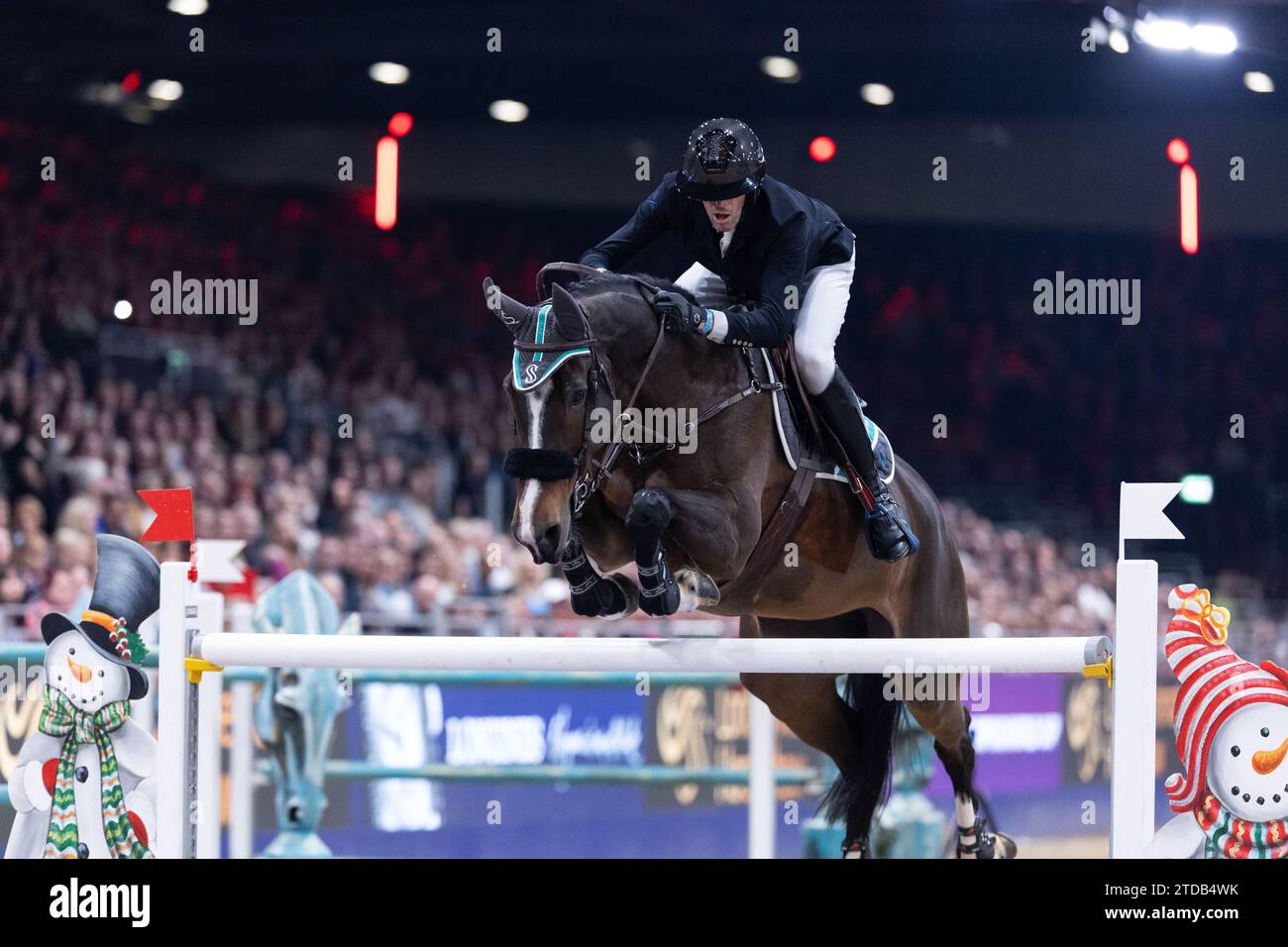 London, UK. December 17, 2023. Kevin Staut of France with Visconti du ...