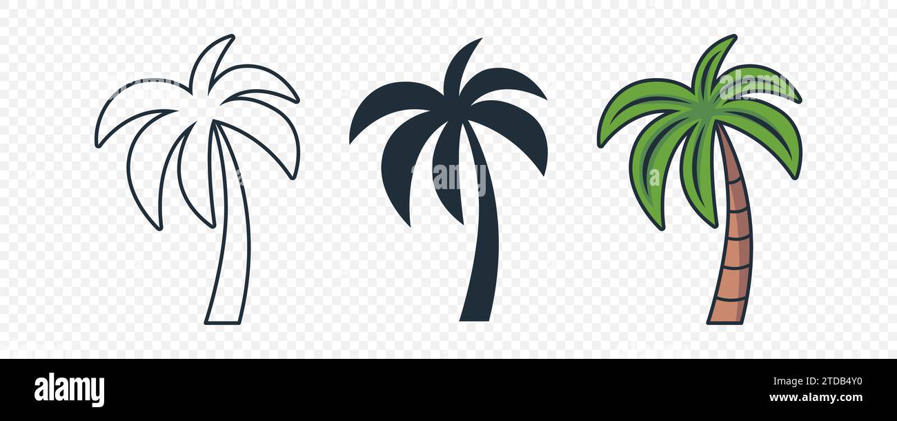 Vector Palm Trees, Palm Tree Icon Set Isolated. Design Template for ...