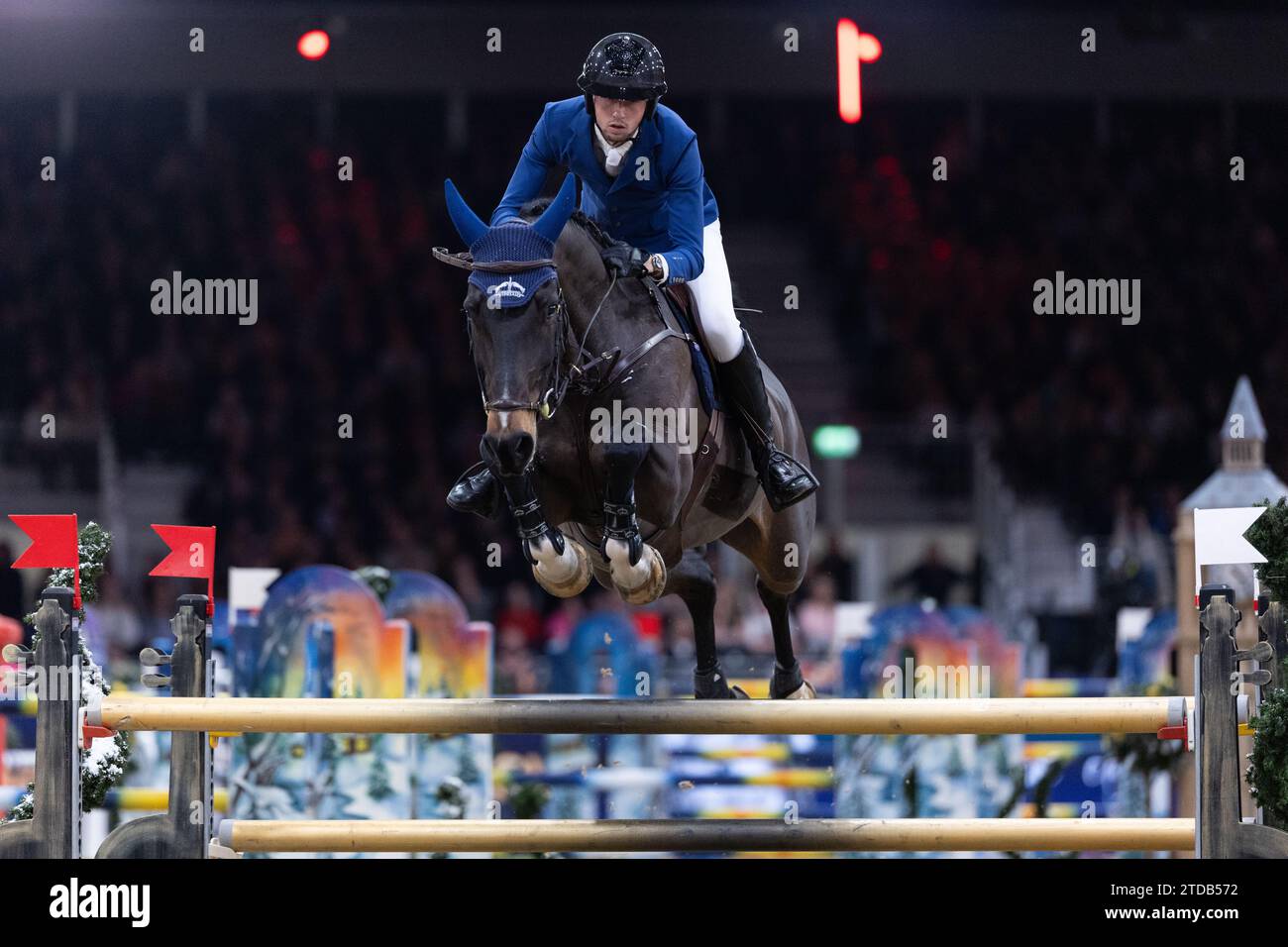 London, UK. December 17, 2023. Martin Fuchs of Switzerland with Conner ...