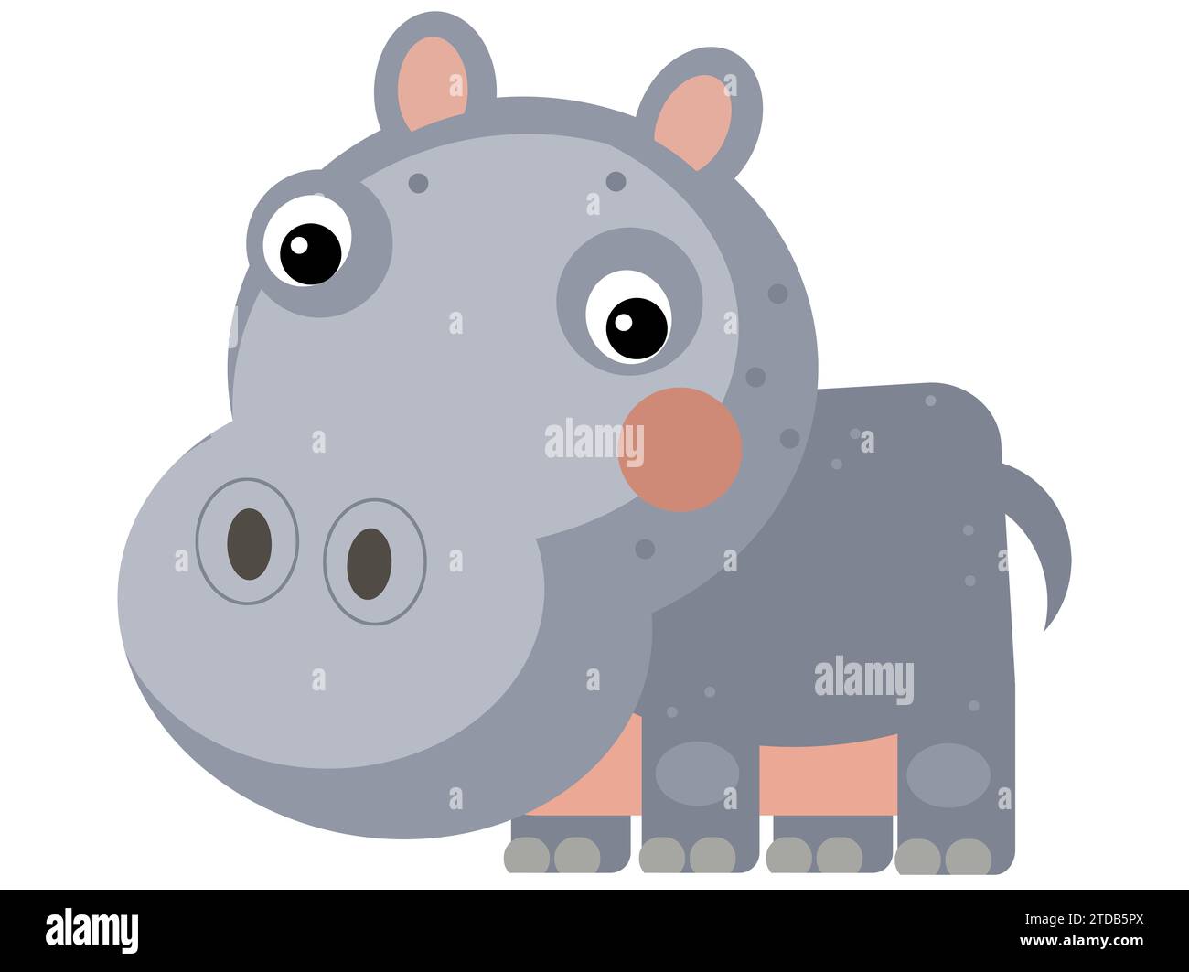 cartoon scene with happy hippo hippopotamus looking isolated ...