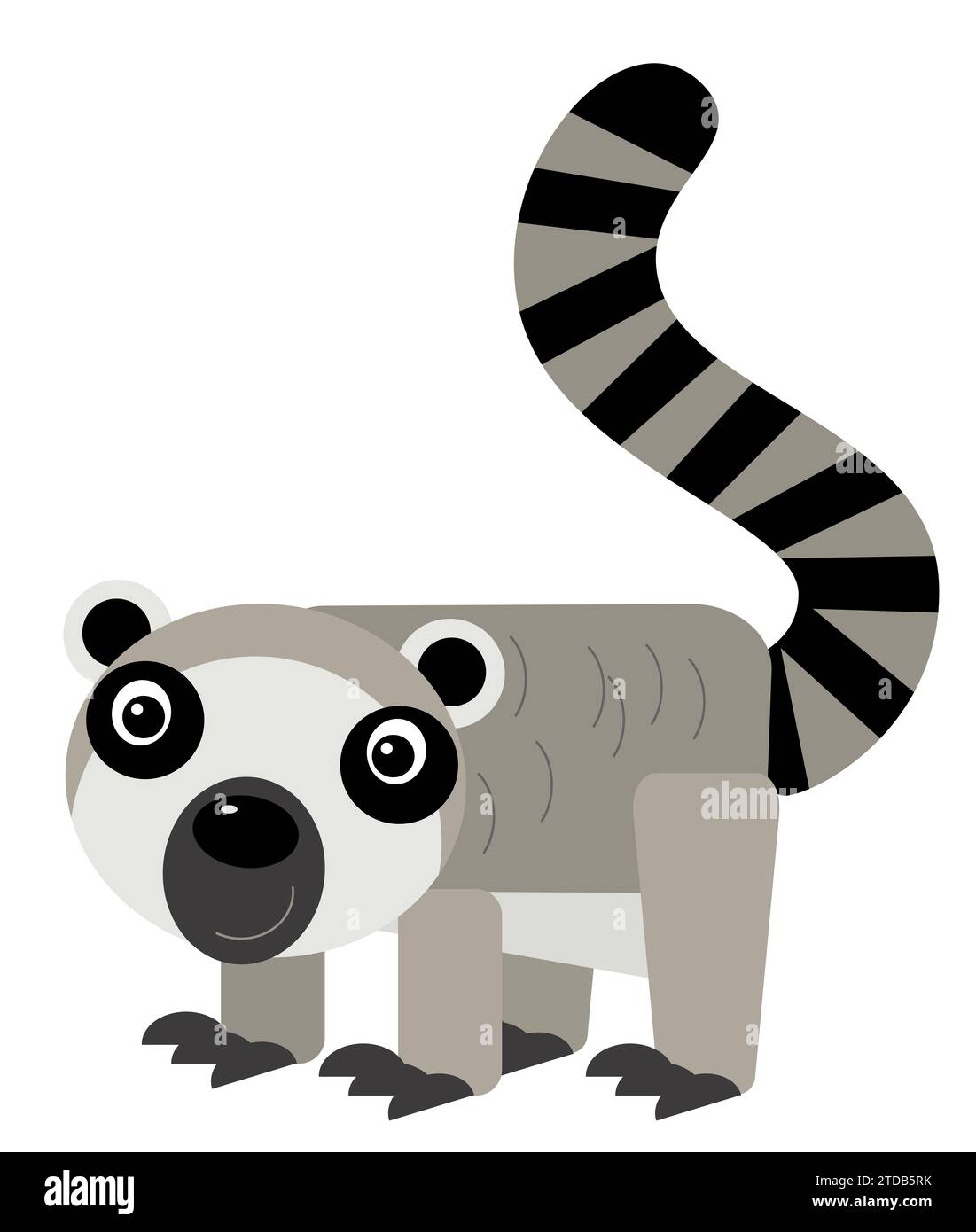 cartoon scene with tropical animal happy lemur isolated illustration ...