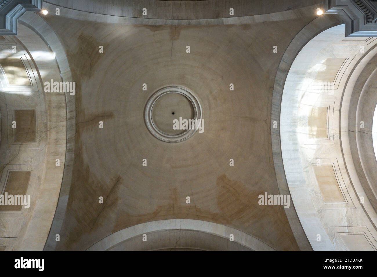 Interior of museum with ceiling in the shape of dome. Top view of ...