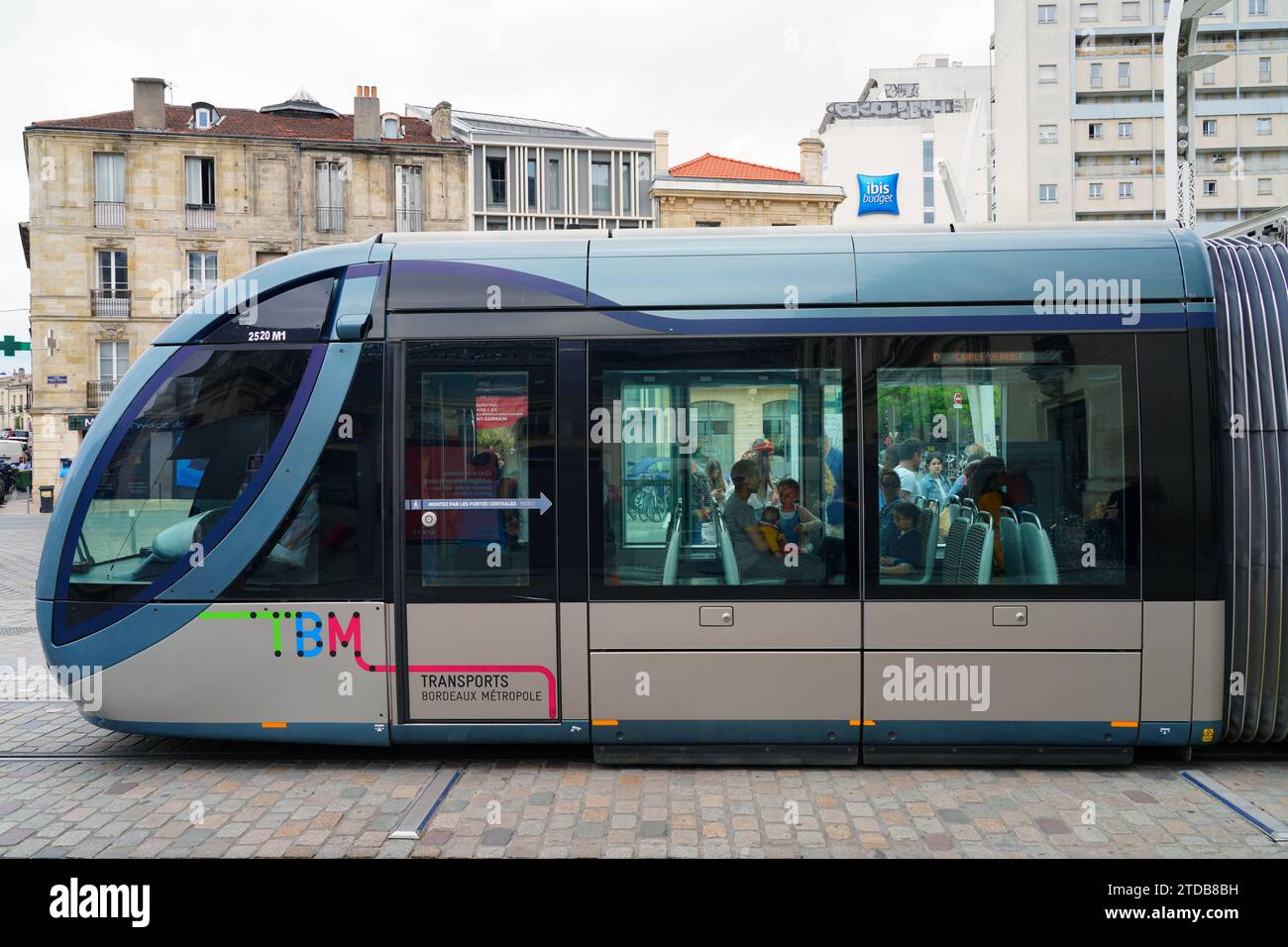 BORDEAUX, FRANCE -5 JUN 2022- View of a tram from the Bordeaux Tramway ...