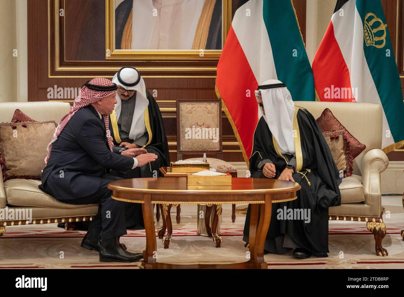 King of Jordan Abdullah II offering his condolences to Kuwait s new Emir Sheikh Meshal al-Ahmad ...