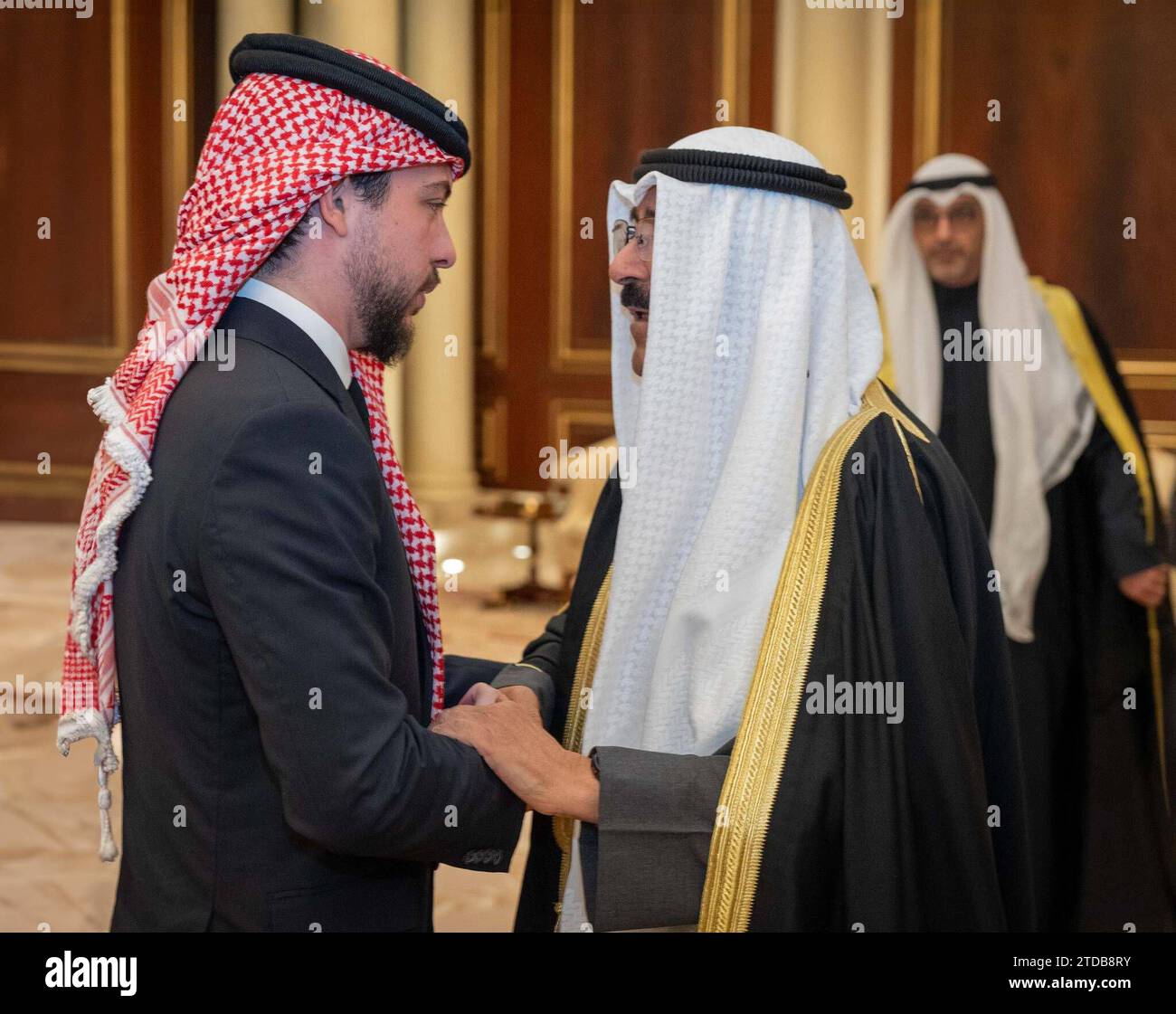 King of Jordan Abdullah II offering his condolences to Kuwait s new Emir Sheikh Meshal al-Ahmad ...