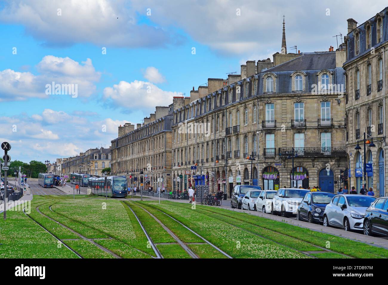 BORDEAUX, FRANCE -5 JUN 2022- View of a tram from the Bordeaux Tramway ...