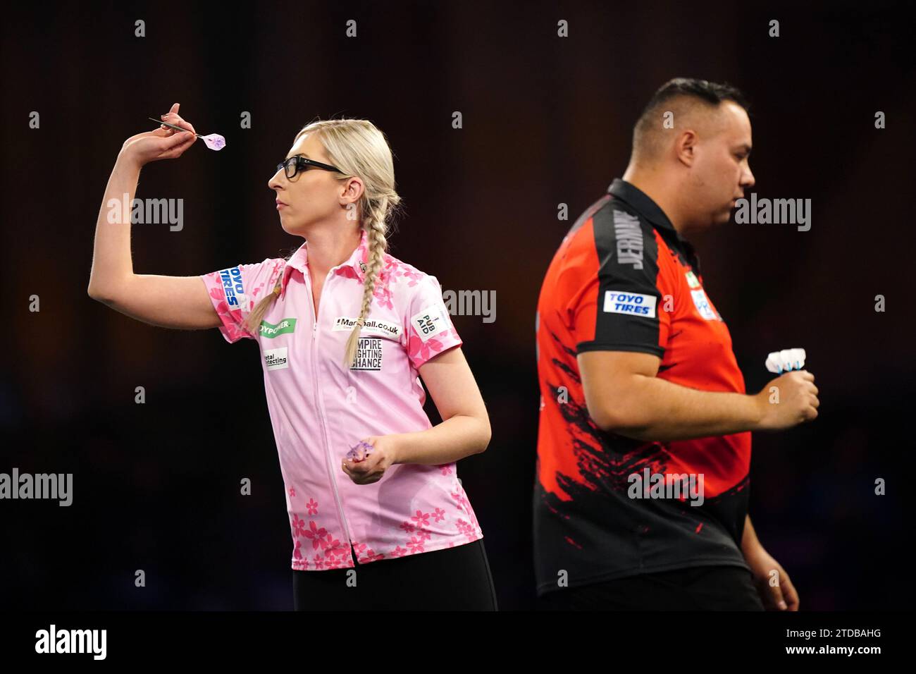 Fallon Sherrock in action against Jermaine Wattimena (right) on day ...