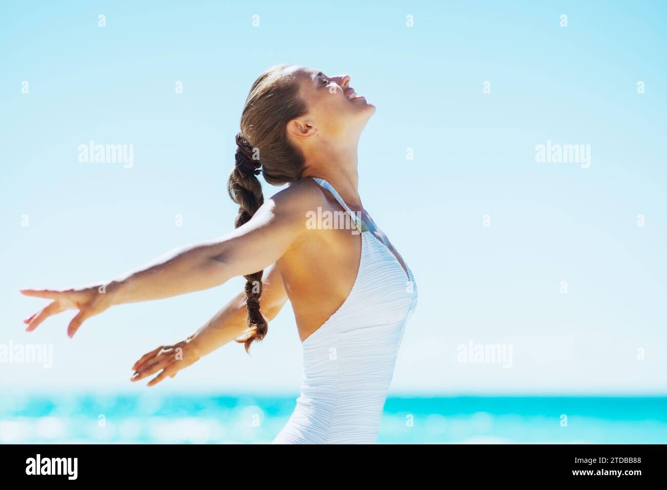Beach sea woman bikini arms hi-res stock photography and images - Alamy