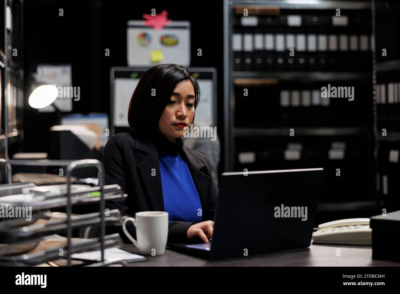 Professional asian accountant checking administrative analytical data ...