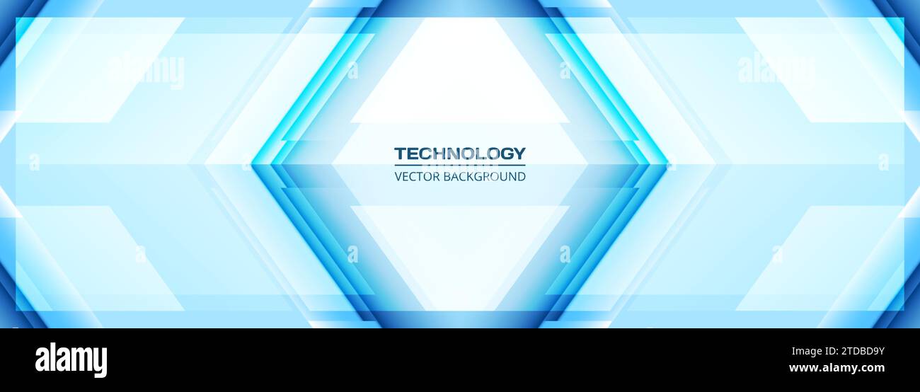 Technology 3D light blue wide abstract background with rhombus frame ...