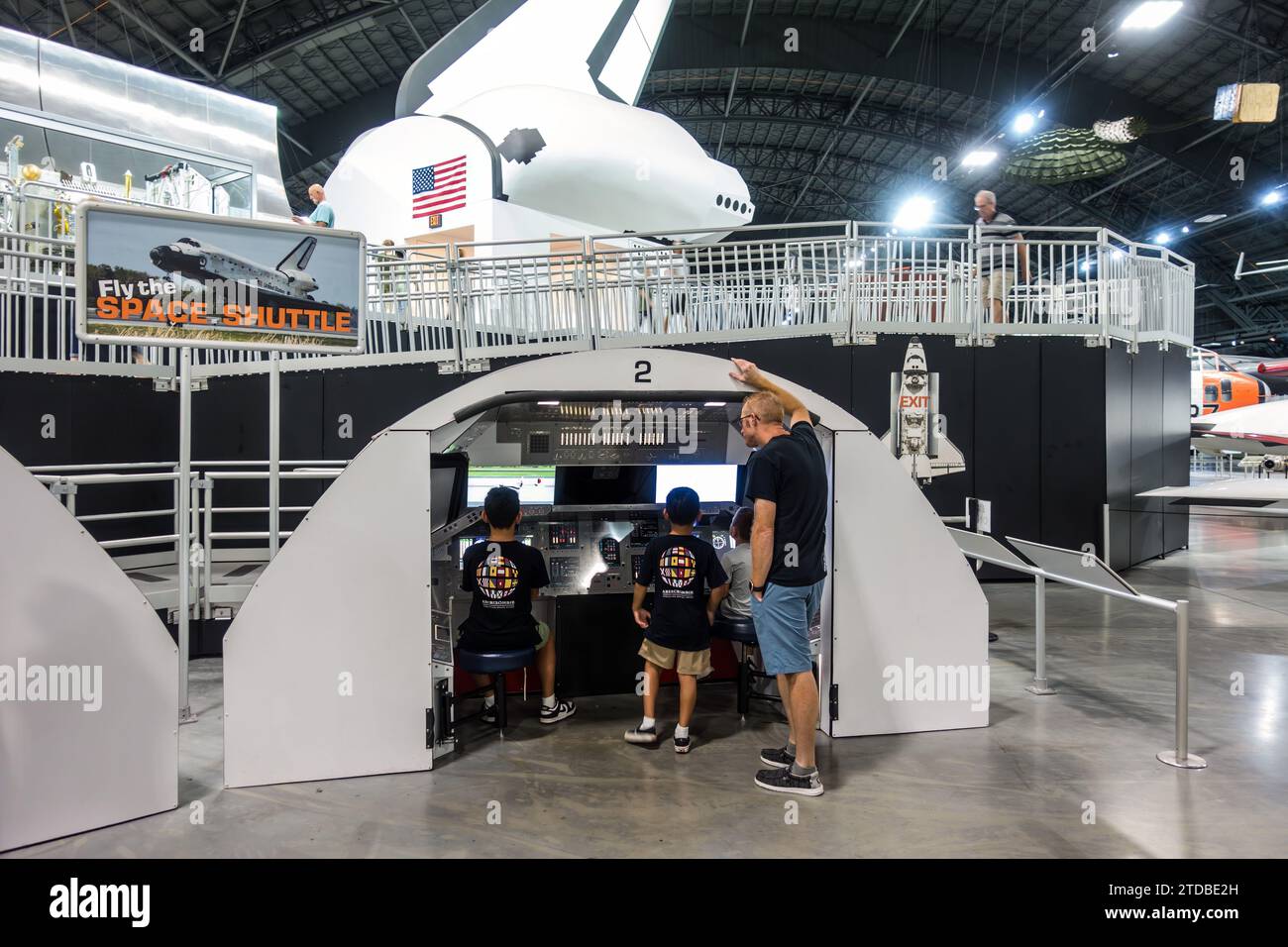 Space shuttle simulator operated by children in the National Museum of ...