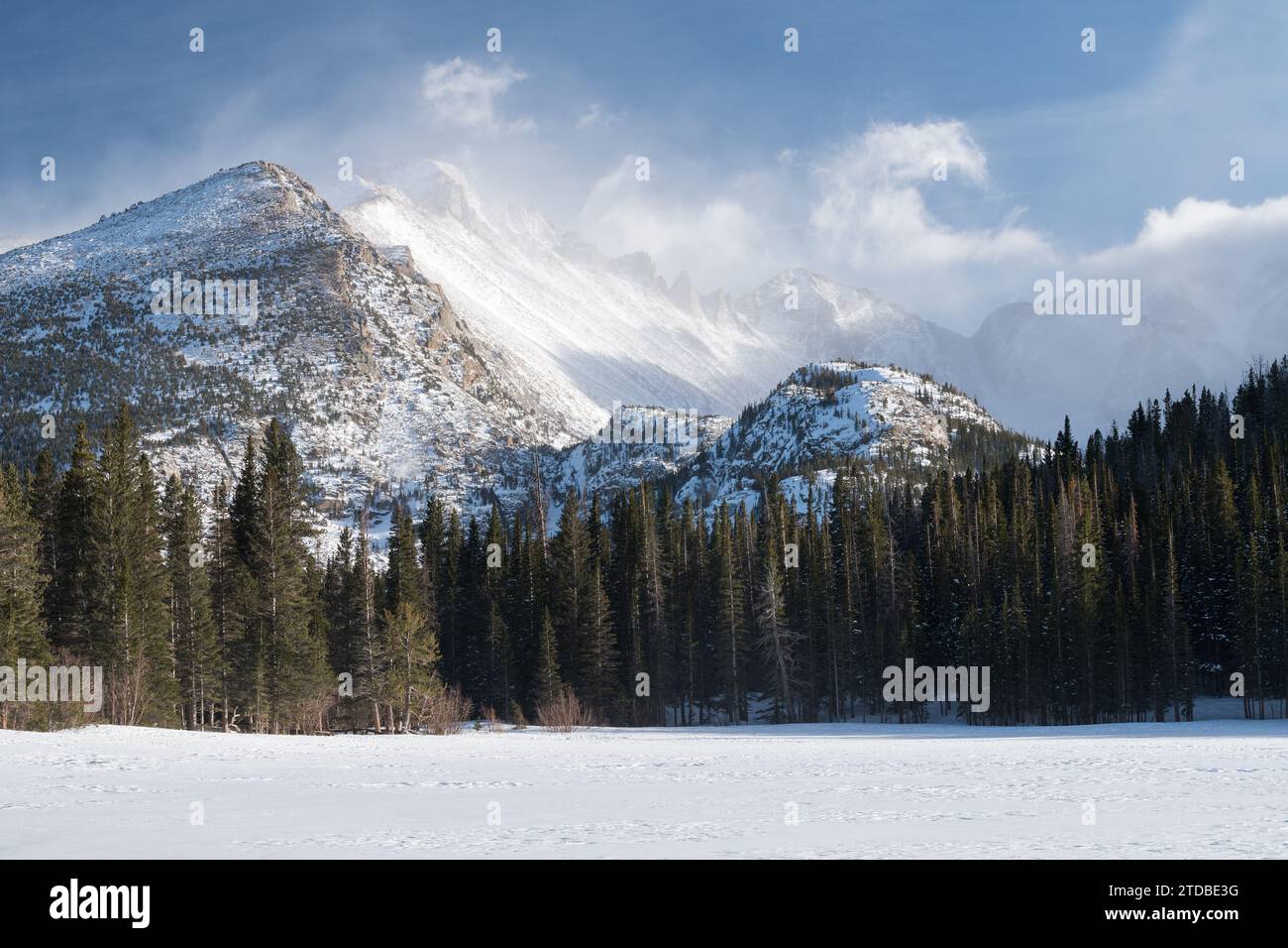 Dramatic Winter weather storm on 14,259 Foot Longs Peak viewed from ...
