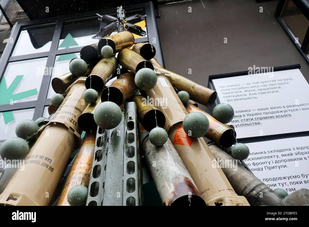Kyiv, Ukraine. December 17, 2023. Installation close-up in the form of ...