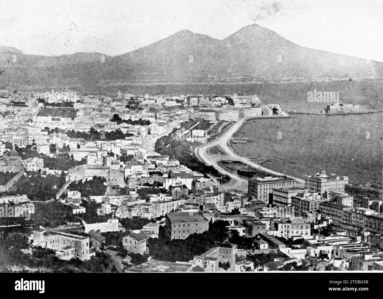 Naples (Italy), 1895. View of the city of Naples and its coastline ...