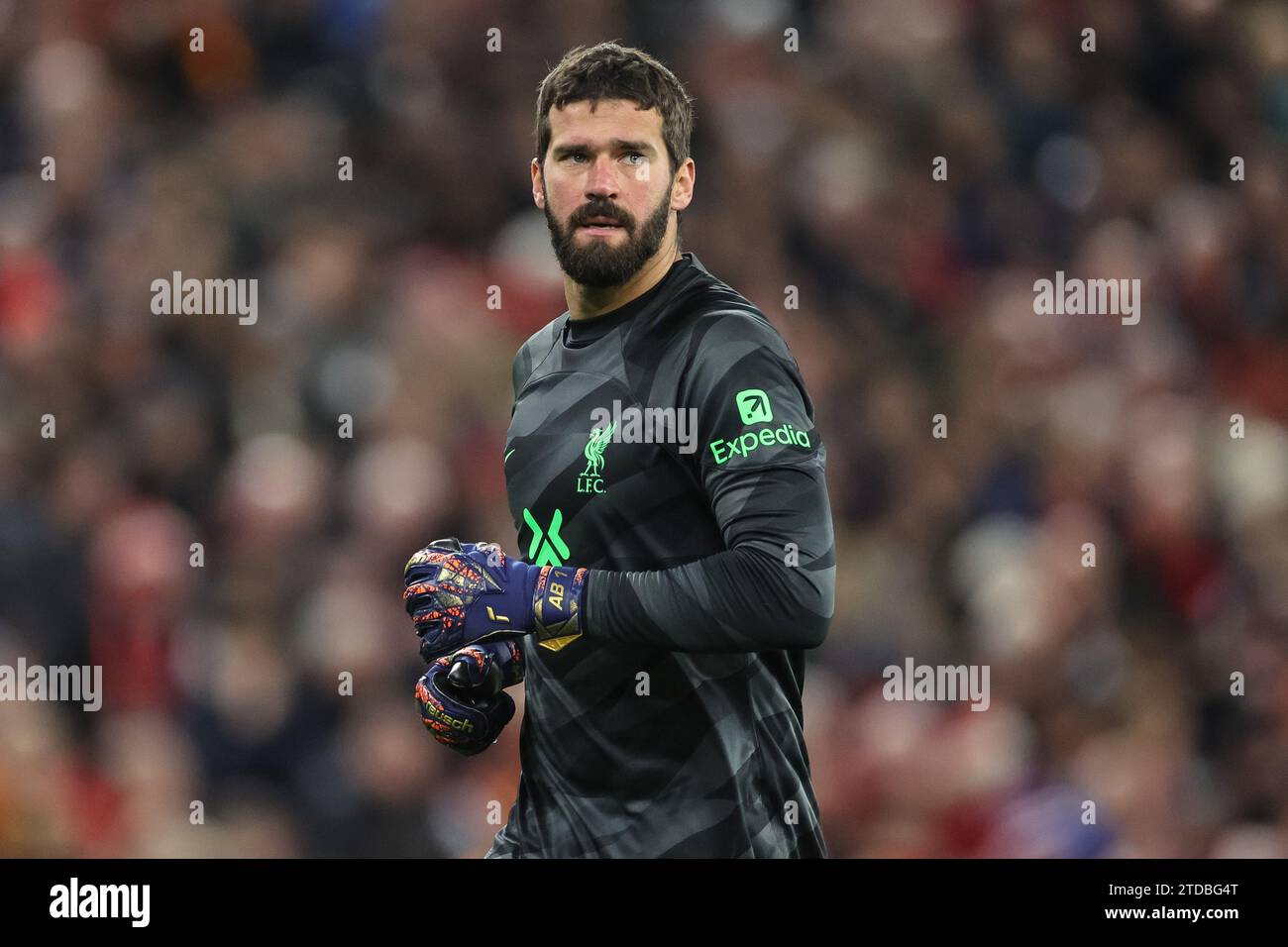 Liverpool, UK. 17th Dec, 2023. Alisson Becker of Liverpool during the ...