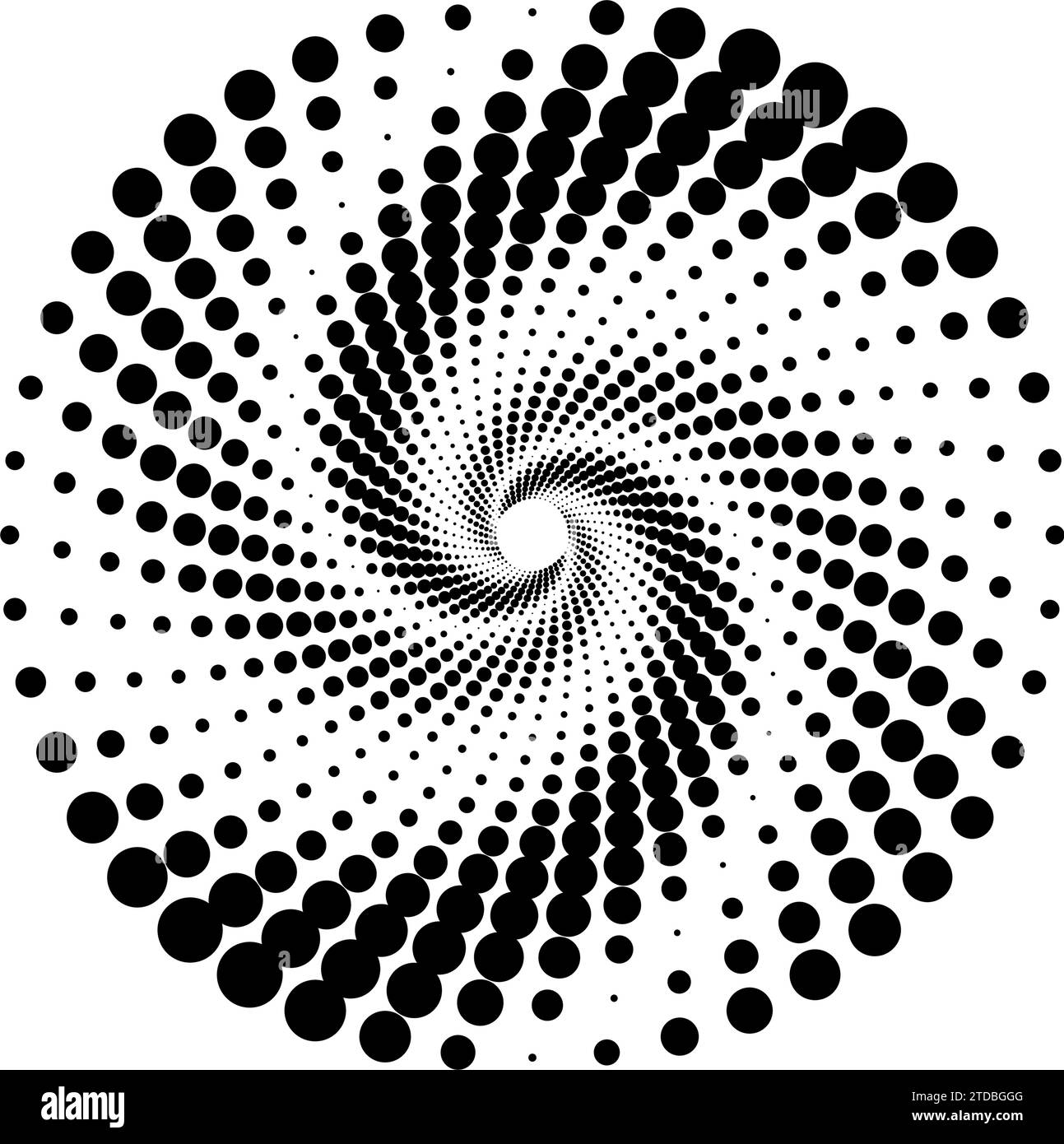 Dotted spiral element. Radial spinning halftone form. Circle swirl dots ...