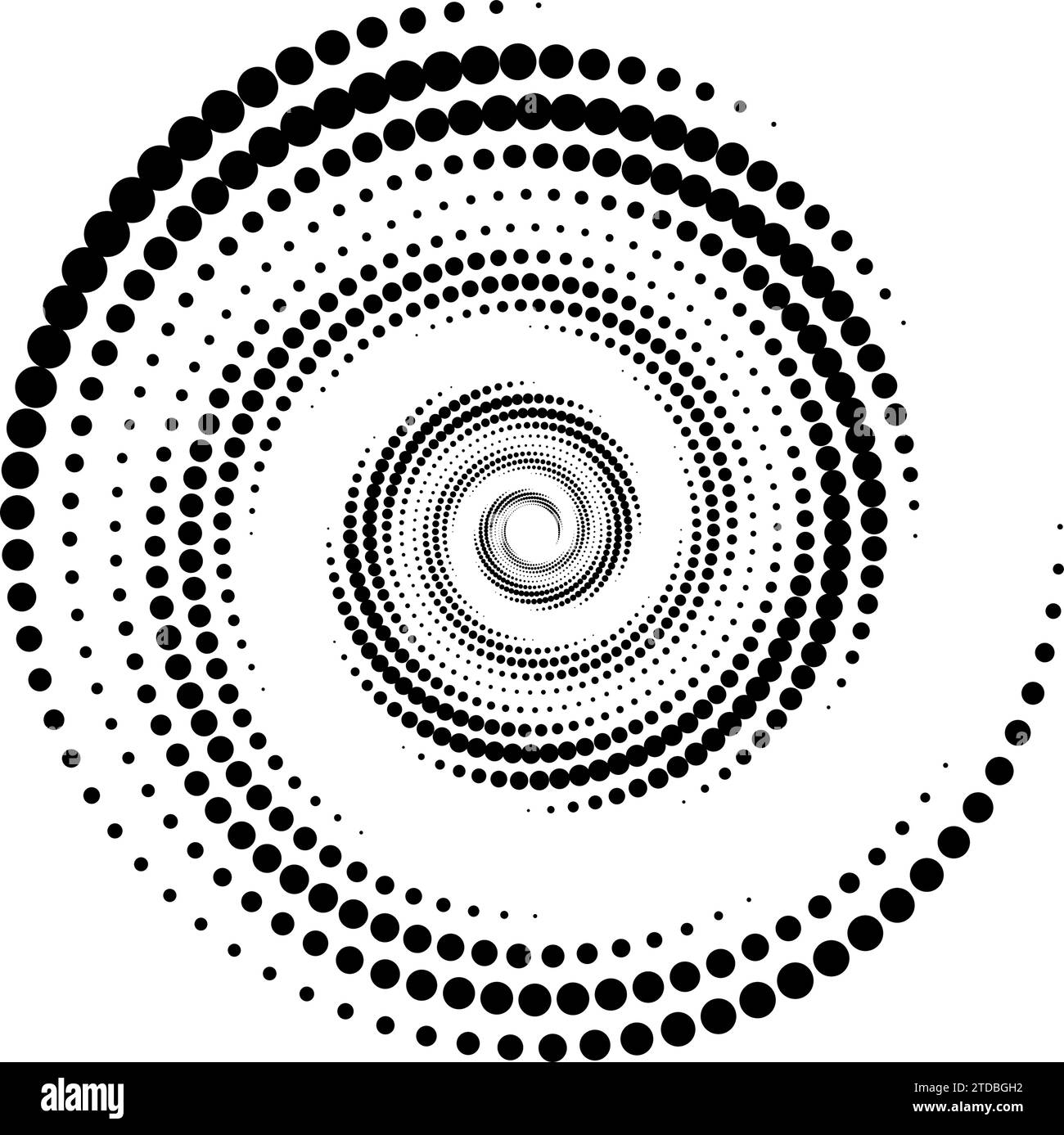 Dotted spiral lines element. Radial spinning halftone form. Circle ...