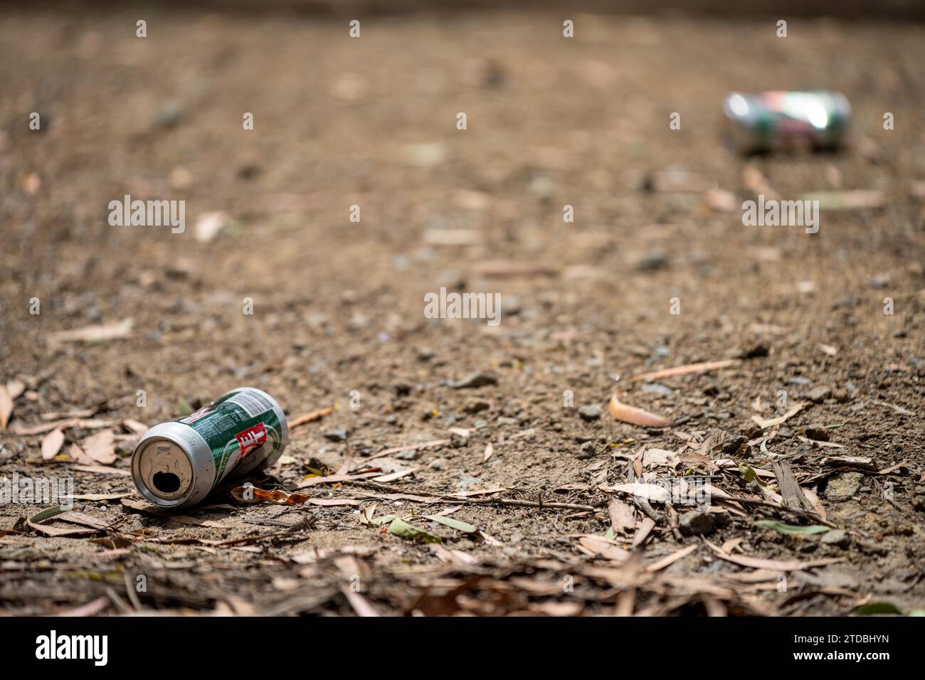 beer can rubbish on the ground in australia Stock Photo - Alamy