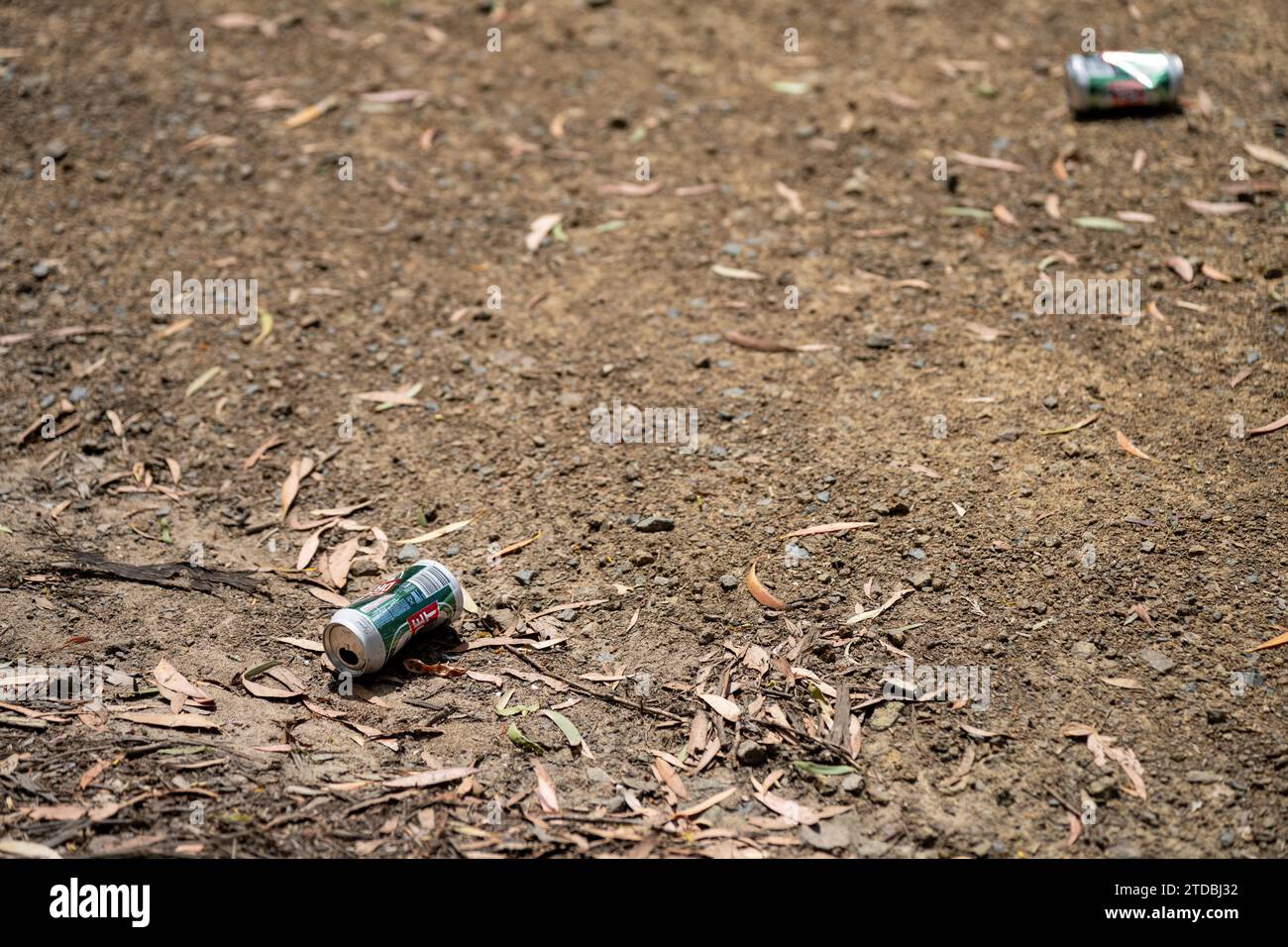 beer can rubbish on the ground in australia Stock Photo - Alamy