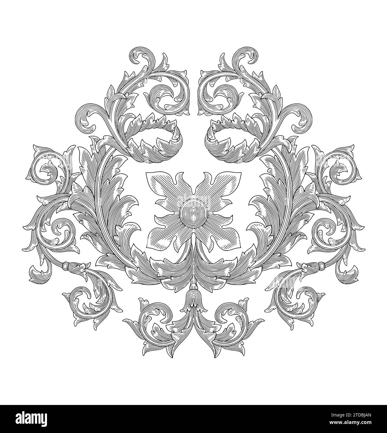 vintage baroque ornament floral frame, antique engraving drawing ...