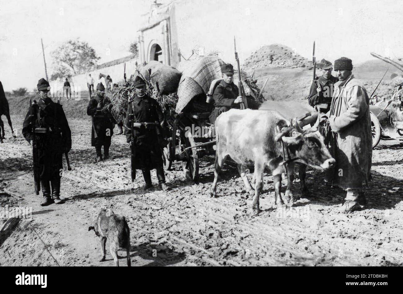 08/31/1916. The Romanian Army in Campaign. Infantry soldiers guarding a ...