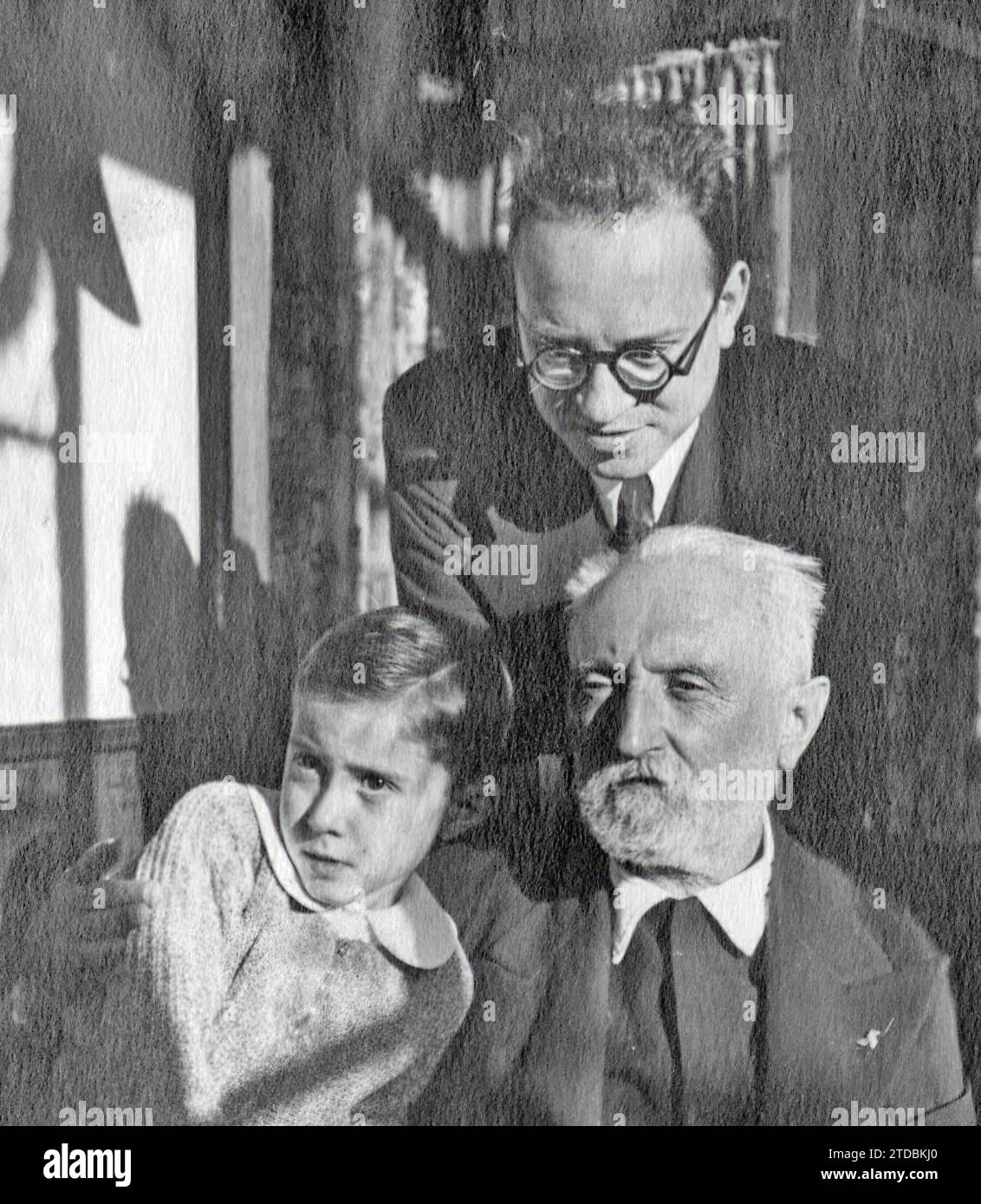 12/31/1929. Unamuno with his son Politician Jose Maria Quiroga Pla and ...