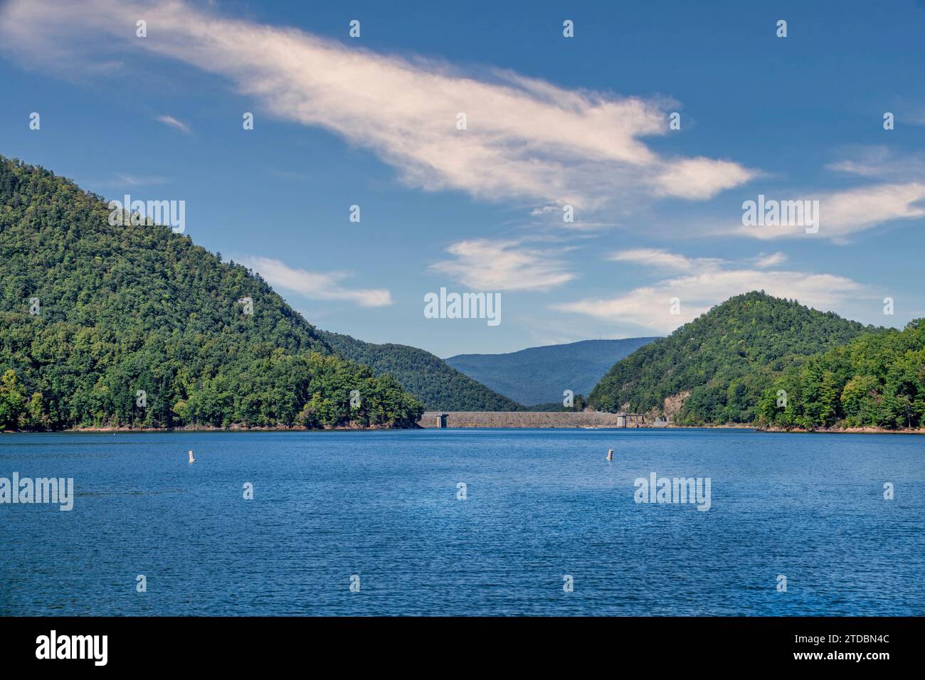 Lake Watuga and Dam from the Rat Branch Boat Ramp in Cherokee National ...