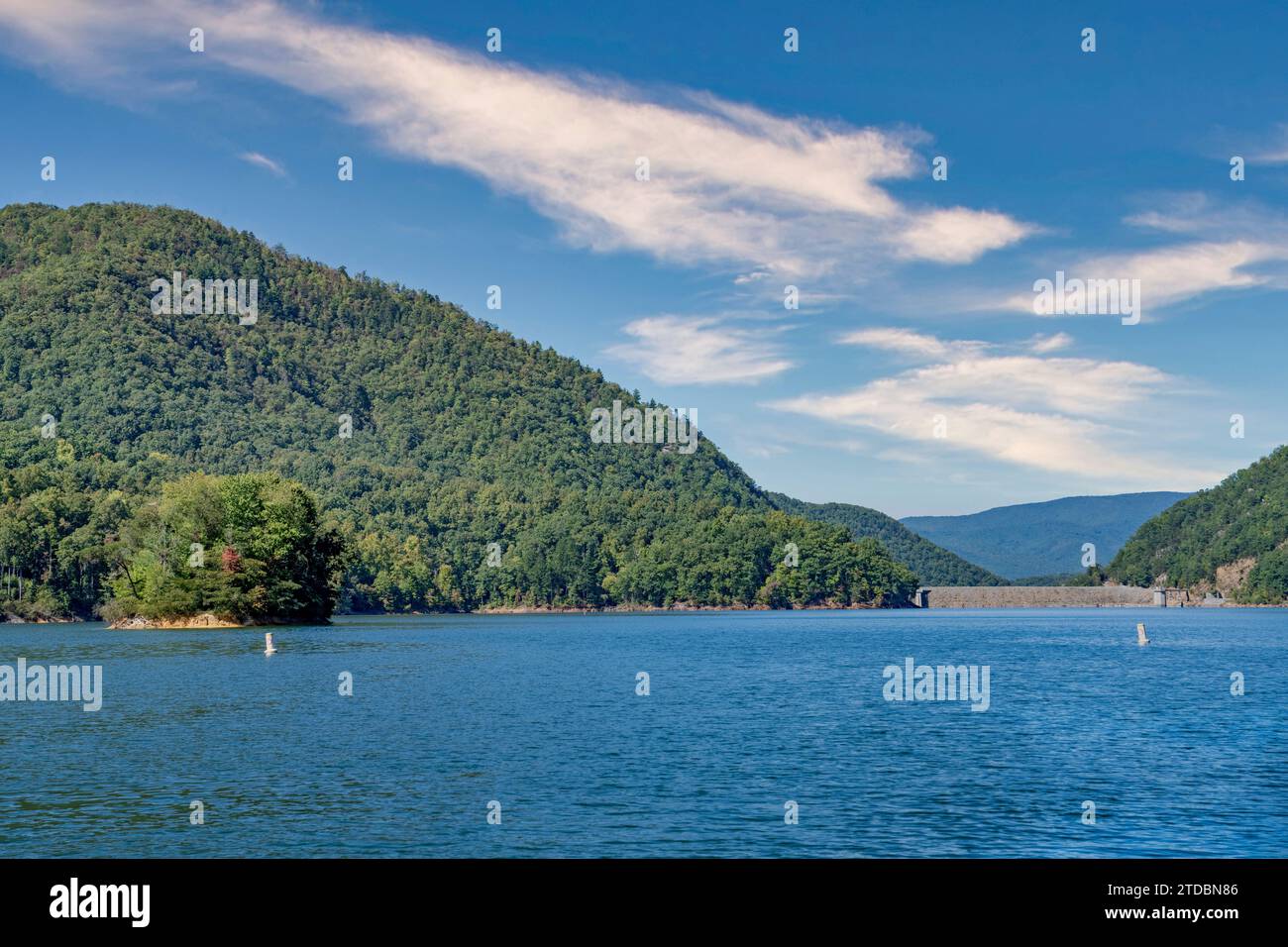 Lake Watuga and Dam from the Rat Branch Boat Ramp in Cherokee National ...