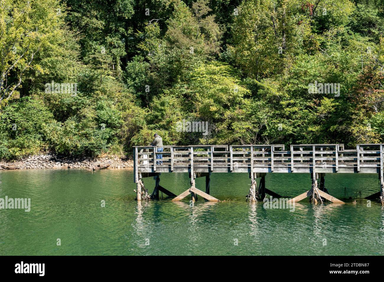 Fishing from the dock on Lake Watuga at the Rat Branch Boat Ramp in ...