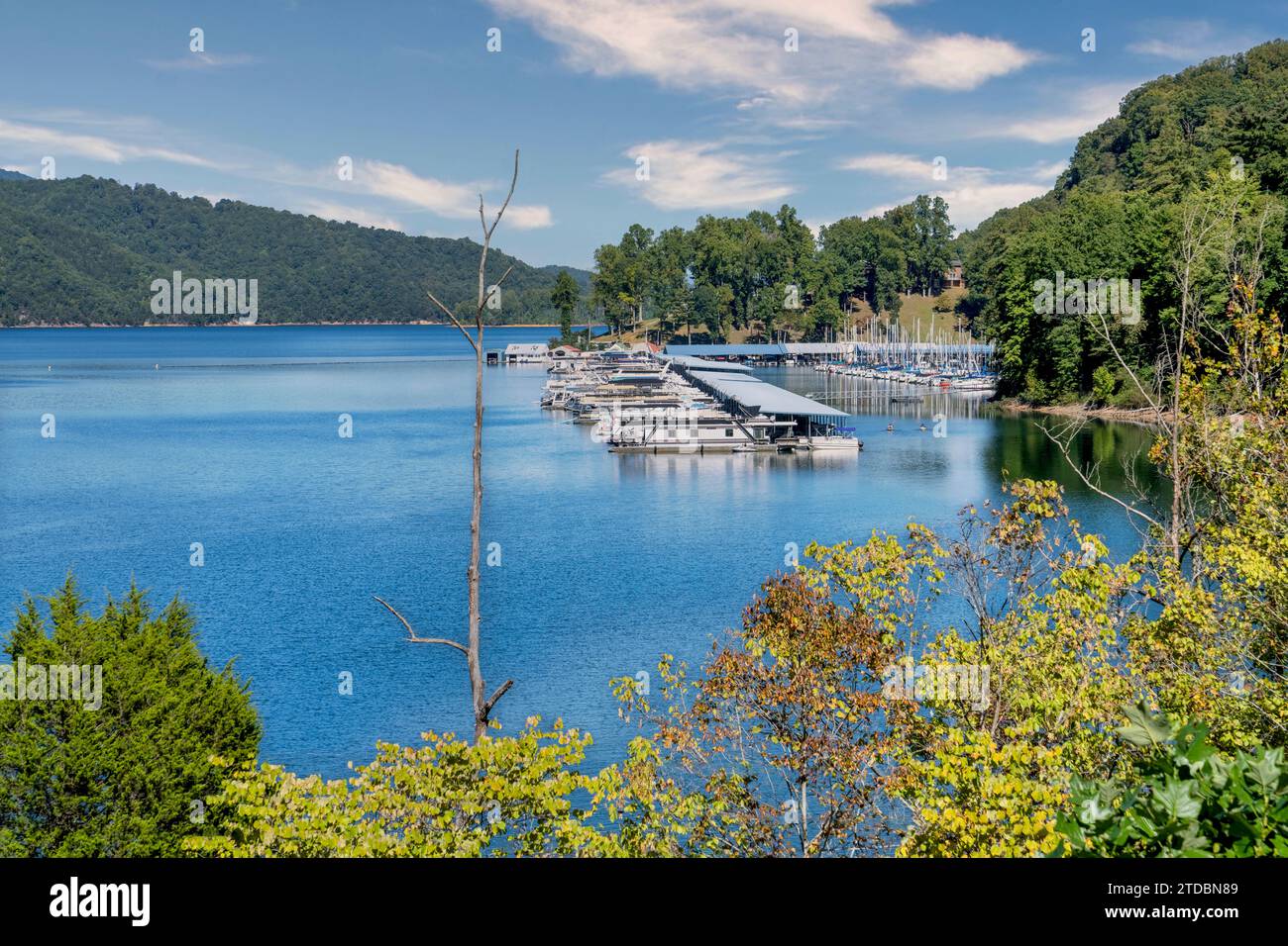 Lakeshore and marina of Lake Watuga in Cherokee National Forest ...