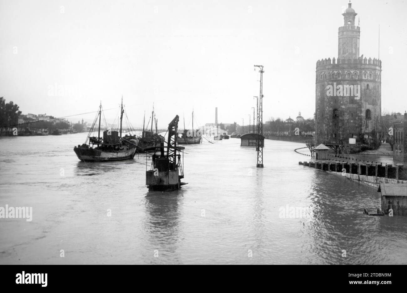 Seville, March 1947. Overflow of the Guadalquivir River. A view of the ...