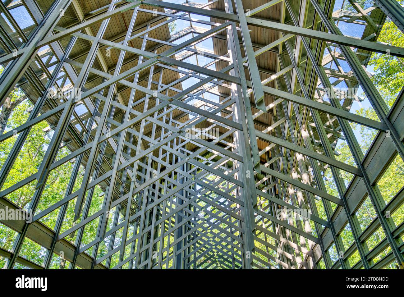 The beam work of the architectural award wining Thorncrown Chapel, a ...