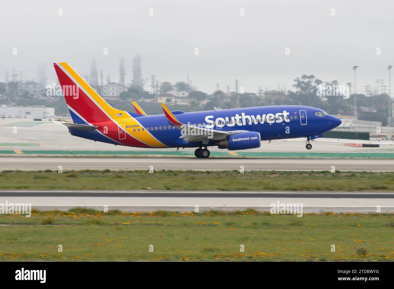 Southwest Airlines Boeing 737 with registration N434WN shown taking off ...