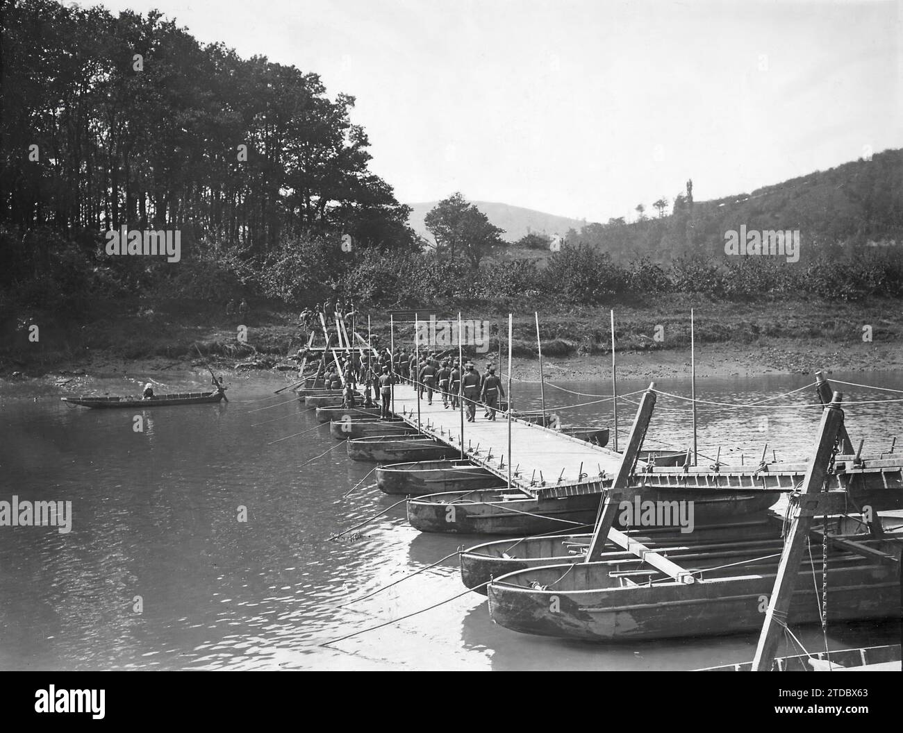 09/18/1917. Military Maneuvers on the Oria River Boat Bridge Built by ...