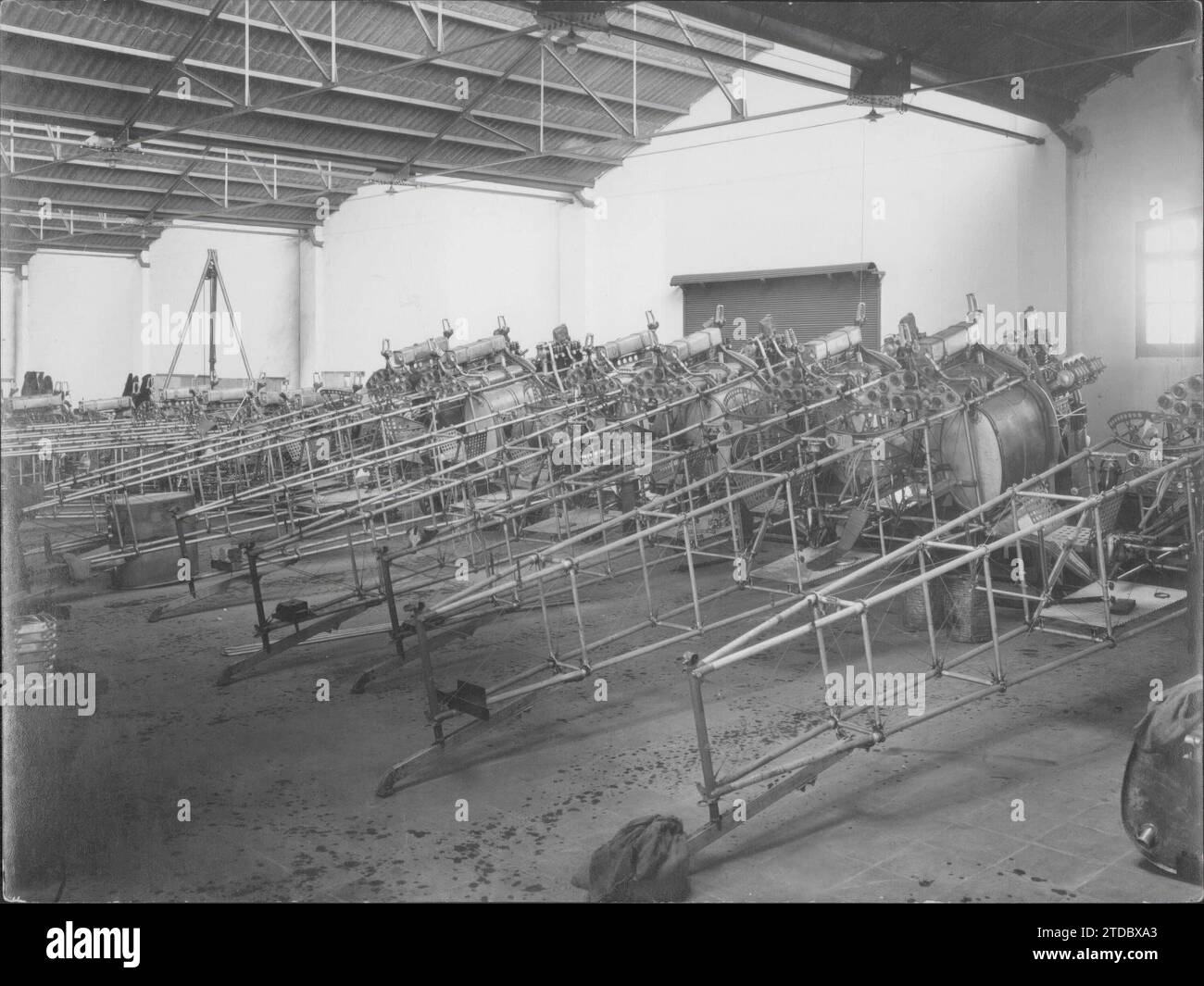 Spain, 1927. Aircraft under construction. View of the beams or ...