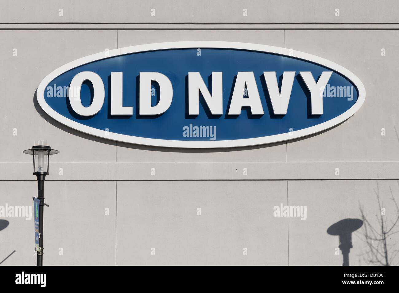 Bellevue, WA, USA - February 12, 2023; Sign of Old Navy store with name ...
