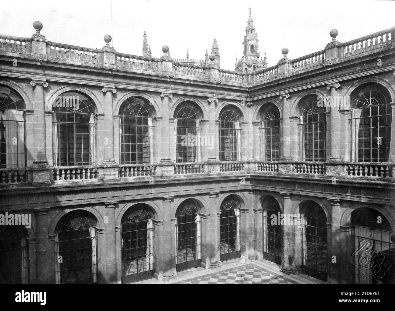 Seville, 1950 (CA.). The interior patio of the General Archive of the ...