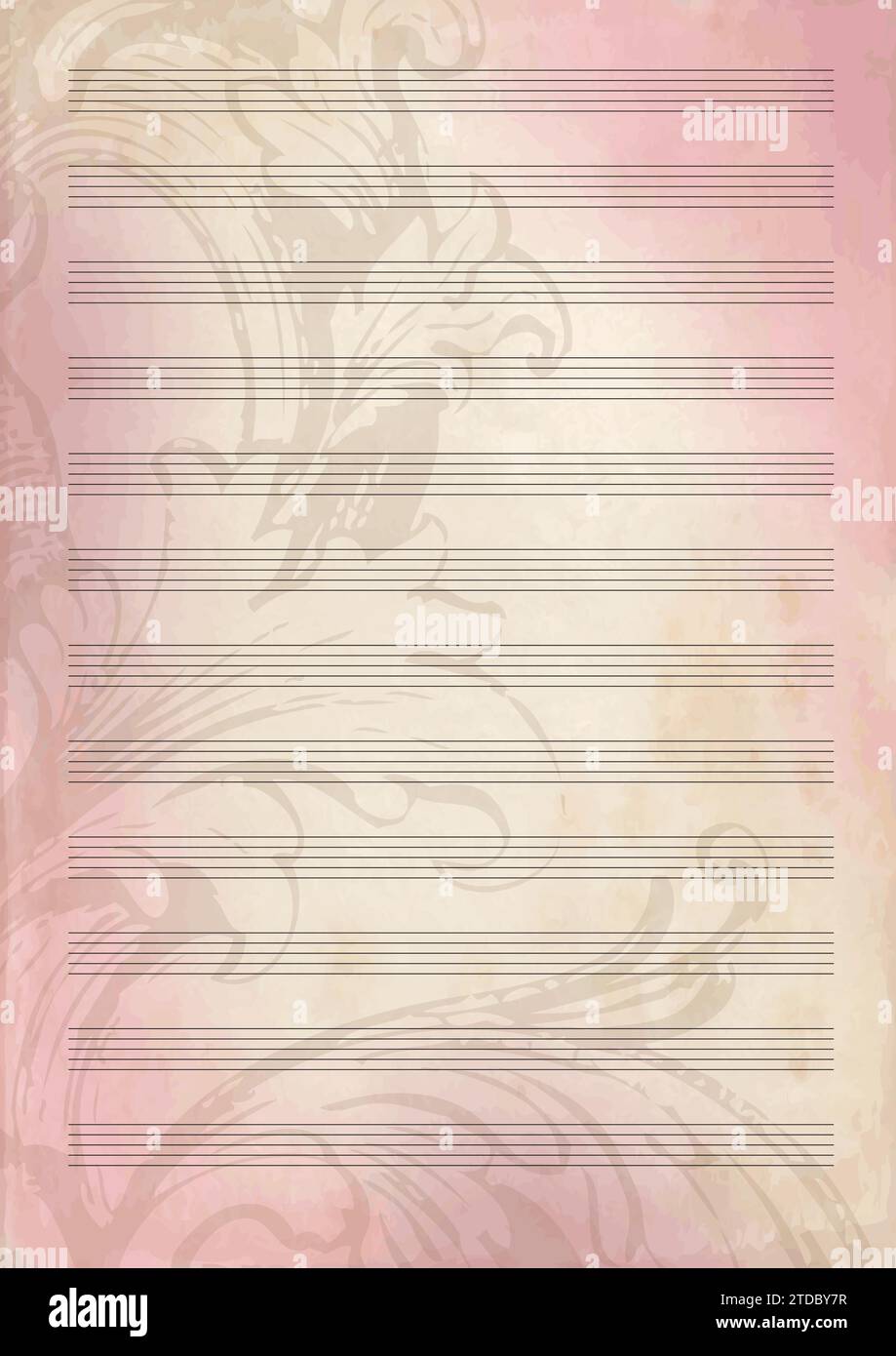 Melody note template. Historical floral background Stock Vector Image ...