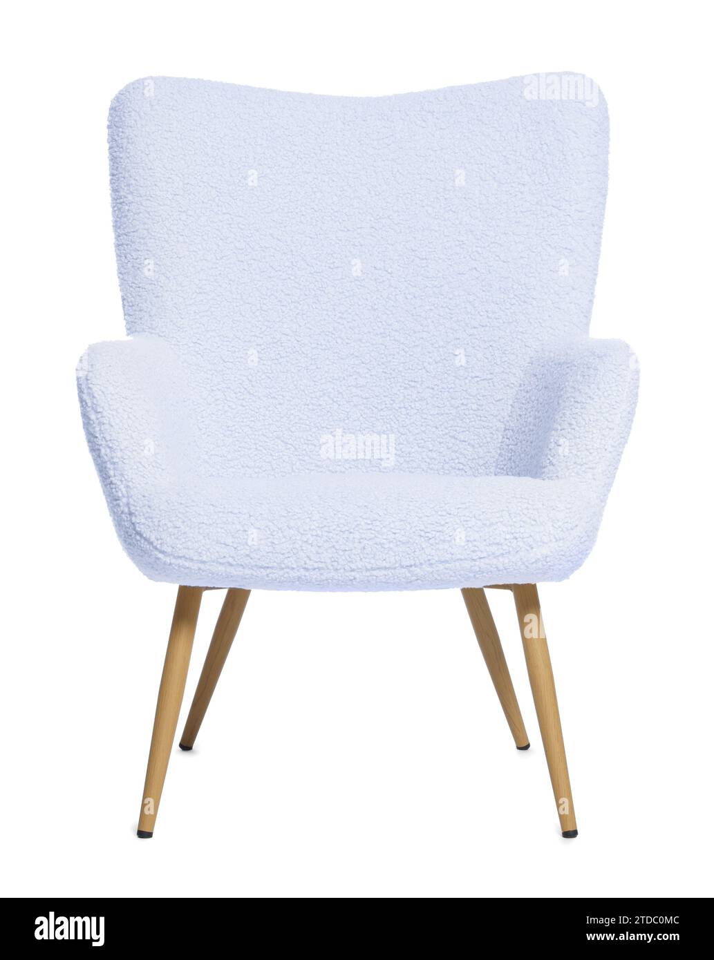 One comfortable lavender color armchair isolated on white Stock Photo ...